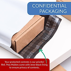 Reli. Poly Mailers 12x15.5 | 500 Pcs Bulk | Shipping Envelopes/Shipping Bags | White Packaging Bags for Shipping | Non-Padded Polymailers, Self Sealing Mailing Bags for Clothing, Bulk (White)