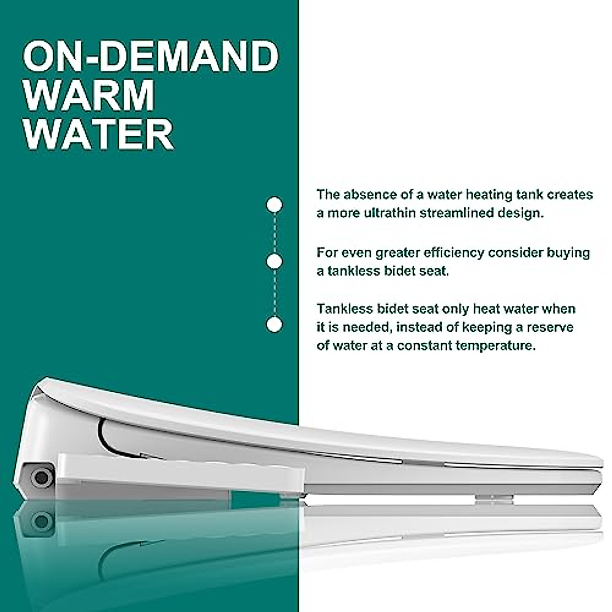 Aquatiz Elongated Smart Toilet Seat, Electronic Heated Toilet Seat, Self-Cleaning Nozzle, Temperature Controlled Wash, Air Dryer, Deodorizer, LED Light, Multi-mode Wash, (Panel Control)