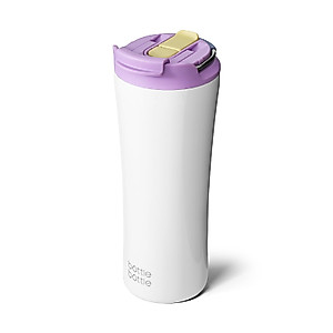 BOTTLE BOTTLE Insulated Coffee Tumblers with Dual-use Lid and Straw Double Walled Iced Travel Coffee Mug for Woman and Man 18 oz Stainless Steel Tumbler with Handle(Snow)