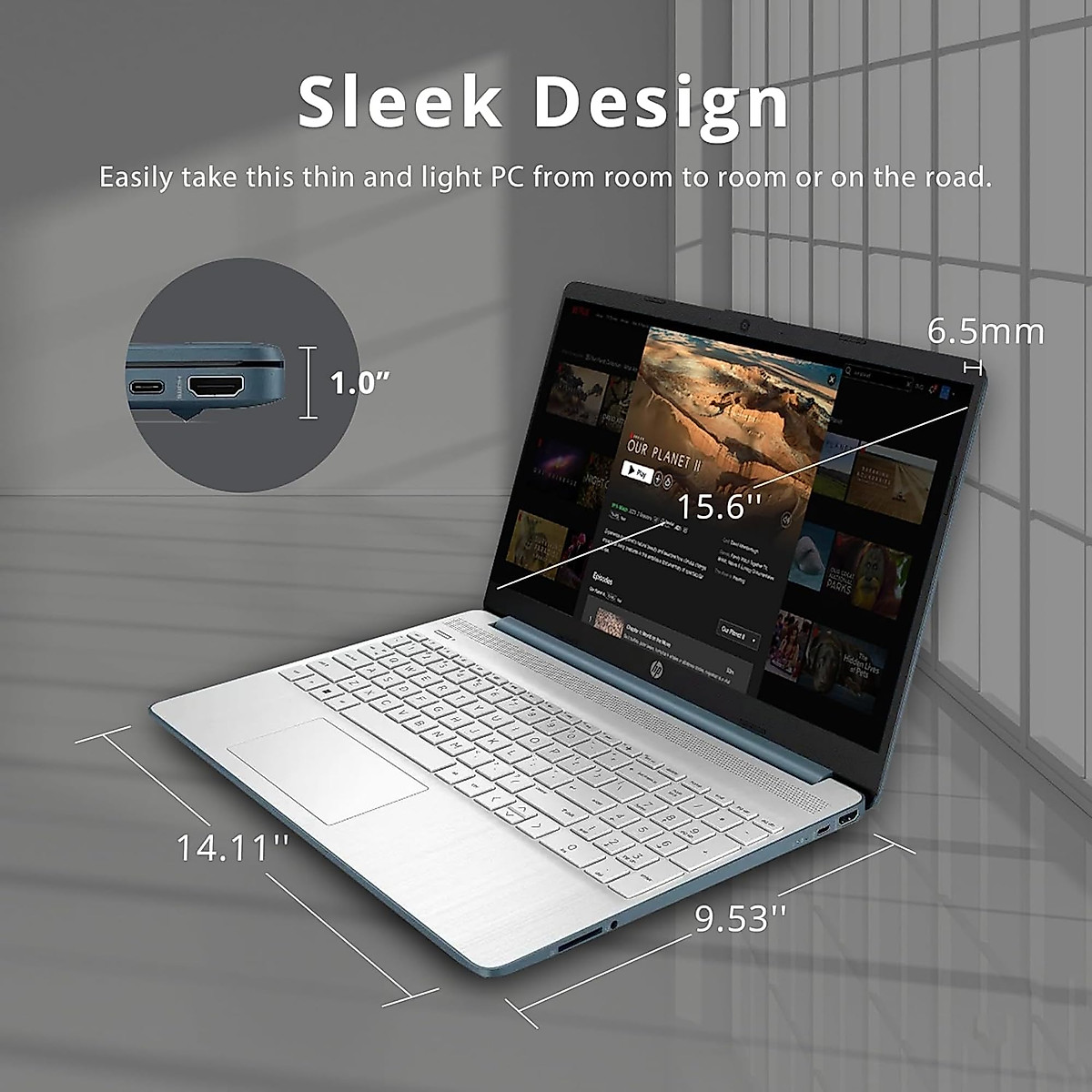 hp Pavilion Laptop, 15.6/inches HD Display, Intel Pentium Quad-Core Processor, 16GB Memory, 1TB SSD Storage, Webcam, USB-C, HDMI, SD Card Reader, Fast Charge, Windows 11, Blue