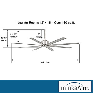 MINKA-AIRE F896-65-BNW Xtreme H2O 65 Inch Outdoor Ceiling Fan with DC Motor, Silver Brushed Nickel Wet Finish