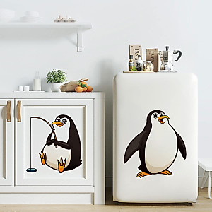 MEFOSS 4 Sheets Cute Penguin Wall Decals Removable Penguins Wall Paper Stickers Peel and Stick Baby Kids Bedroom Playroom Nursery Room Decor
