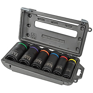 Klein Tools 66060 2-in-1 Impact Socket Set, 6-Piece Tool Set with 6-Point Deep Sockets with 1/2-Inch Drive, Includes Tool Case