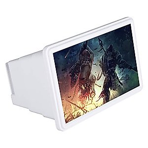 Lazmin112 Mobile Phone Screen Magnifier, 12 inches 3 Times Zooming Phone Screen Magnifier Holder Optical Magnification Cellphone Magnifier for Movies, Videos(White)