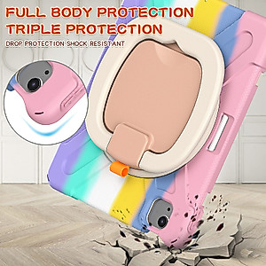 MEEgoodo Case for iPad Air 11 inch (M2) 2024&iPad Air 5th 4th Generation 10.9 inch 2022 2020&iPad Pro 11 inch Case 4th/3rd/2nd/1st Gen 2022 2021 2020 2018 with Pencil Holder&Stand&Strap,Colorful Pink