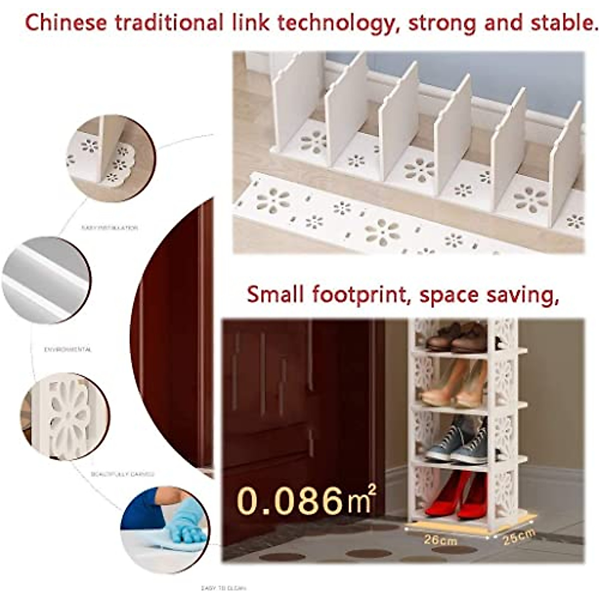 Catekro Shoe Rack Small Shoe Rack Student Dorm Organizer Vertical Shoe Tower Shoe Storage Organizer for Narrow Closets, Bedrooms, Hallways, Entrances (5 Tier)