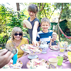 PYCALOW Butterfly Birthday Party Supplies - Butterfly Party Decorations Tableware Include Paper Plate, Napkin, Cup, Disposable Cutlery, Butterfly Baby Shower Decorations Dinnerware | 24 Guests