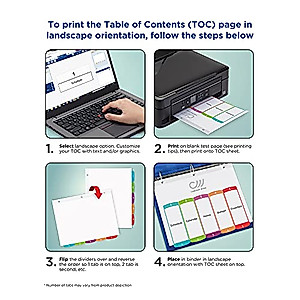 Avery 12-tab Dividers for 3 Ring Binders, Customizable Table of Contents, Multicolor Tabs, 1 Set (11847)