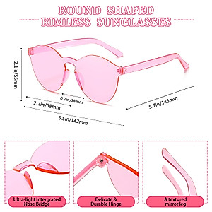 SUNOVELTIES 18 Round Shape Rimless Sunglasses Transparent Candy Color Glasses Colorful Party Eyewear for Women