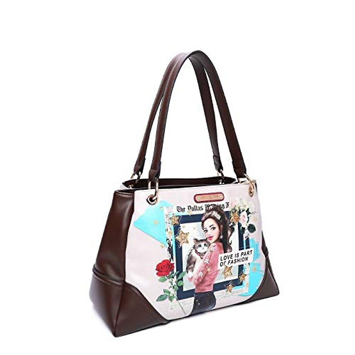 Nicole Lee FASHION LOVE CAT PRINT SATCHEL