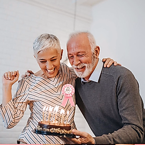 60 and Sexy Tinplate Badge Pin, It's My 60th Birthday Button Pin, Happy 60th Birthday Pink Rosette Badge Pin for Women, Brooch Buttons for Sixty Years Old Birthday Party