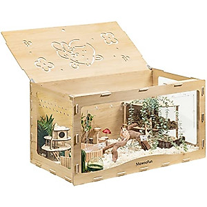 MEWOOFUN Large Hamster Cage Wooden Hamster Cage for Syrian Hamster (39.4" L X 19.7" WX 19.7”H) Acrylic Hamster Cage Without Accessories (Front-Opening)