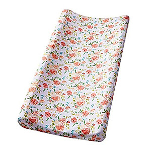 Changing Pad Covers, LNGLAT 2-Pack Cotton Cradle Sheets for Baby Girls, Fit Standard Contoured Ultra Soft Cozy Changing Table Pads