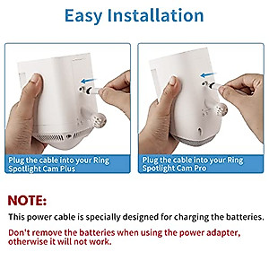 16.4Ft/5m Power Cable for Ring Spotlight Cam Plus/Pro (Battery), Weatherproof Outdoor Cable with Power Adapter Continuously Charging Your Ring Camera - White