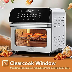 Air Fryer Oven,Whall 12QT 12-in-1 Air Fryer Convection Oven,Rotisserie,Roast,Bake,Dehydrate,12 Cooking Presets,Digital Touchscreen,Stainless Steel,with Accessories&Recipes