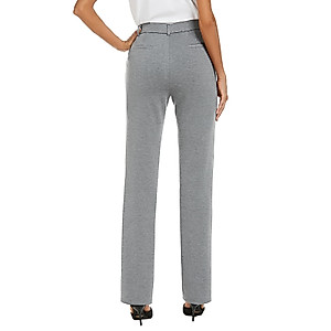 iChosy Women's Stretchy Straight Leg Dress Work Pants Business Office Casual Slacks with Pockets Grey29 16