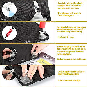 SUNFICON Air Cushion Inflatable Chair Air Seat Cushion Car Portable Breathable Comfort Cushion Office Wheelchair Pad Orthopedics Pain Pressure Relief Cushion Camping Seat Mat 18 x 16 x1 in Black