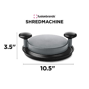 FusionBrands ShredMachine-The Quick, Easy to Use Alternative to Bear Claws Meat Shredder for Pulled Pork, Beef and Chicken and More-BPA Free Hand Shredder with Easy to Grip Handles, Non-Skid Base,Grey