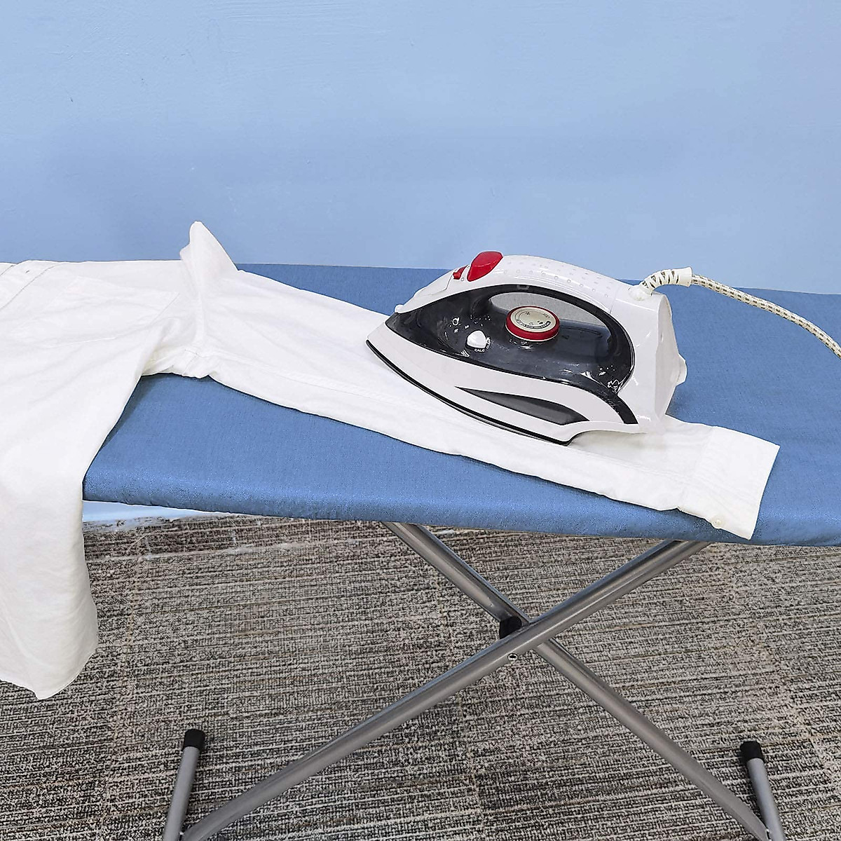 VividPaw Ironing Board Cover and Pad, Standard Size 15x54, Thick Padding, Elastic Edge, Silicone Coated, Resist Scorching and Staining, Adjustable Fastener, Heavy Duty Padded Iron Board Covers (Blue)