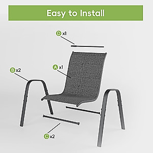 Redpick Patio Chairs Set of 6, Outdoor Dining Chairs Stackable for All Weather, Breathable Metal Modern Outside Furniture Chair for Pool Side, Garden, Backyard Deck, Dark Grey