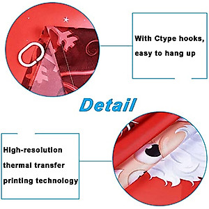 BLEUM CADE 4 Pcs Merry Christmas Shower Curtain Sets with Non-Slip Rugs, Toilet Lid Cover, Bath Mat and 12 Hooks Santa Xmas Tree Ball Snowflake Waterproof Shower Curtain for Christmas Decoration