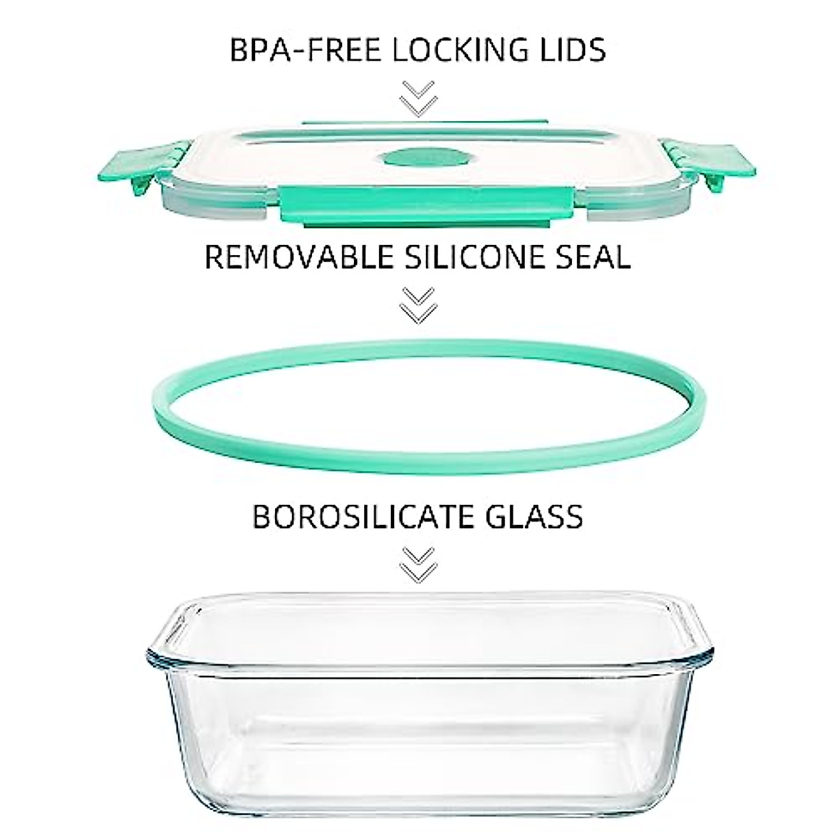 YANGNAY 10 Pack Glass Meal Prep Containers with Steam Vent, Food Storage Containers with Airtight Lids, Dishwasher/Microwave/Oven/Freezer Safe Glass Containers for Leftovers (Green)