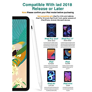 Stylus Pen for iPad, 10 Min Fast Charge Apple iPad 10th Generation Pencil Work for Apple iPad Pro 11/12.9", iPad 6-10, iPad Air 3-5, iPad Mini 5/6