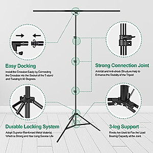 EMART Green Screen Backdrop with Stand, 5x7 ft Collapsible Greenscreen with Portable T-Shaped Background Support Kit, 5x8.5 ft Adjustable Stand for Streaming, Gaming, Zoom