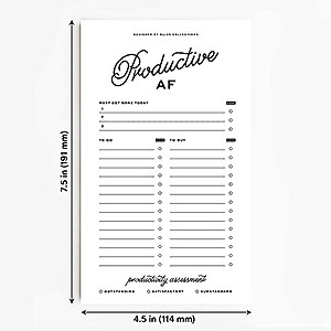Bliss Collections To Do List Notepad, Productive AF, Magnetic Weekly and Daily Planner for Organizing and Tracking Grocery Lists, Appointments, Reminders, Priorities and Notes, 4.5"x7.5" (50 Sheets)