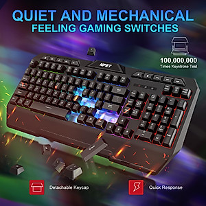NPET K32 Wireless Gaming Keyboard RGB with Wrist Rest | Durable & Rechargeable