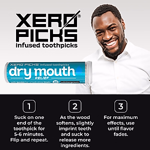 Xero Picks Dry Mouth - Infused Flavored Toothpicks for Long Lasting Fresh Breath & Dry Mouth Prevention (1 Pack - Wintergreen)