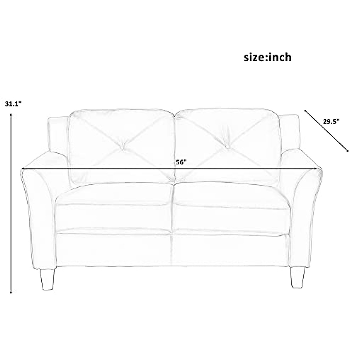 P PURLOVE 3 Pieces Polyester Blend Button Tufted Sofa Set, Living Room Furniture Set, 1 Armchair, 1 Loveseat, 1 Sofa (Gray)