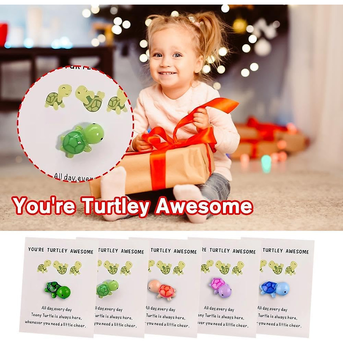 Mini Pocket Hug Turtle, You're Turtley Awesome Inspirational Gift with Card, Thank You Note Cards Greeting Card Mini Sea Turtle Figure Pocket Hug Gift for Friends and Family,Cards and Card Stock (Mix)