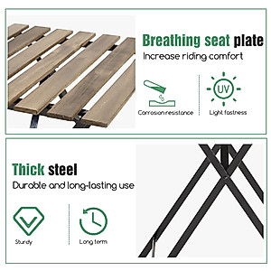 3 Pieces Bistro Set Outdoor Furniture Sets 2 Folding Chairs and Table Steel Frames and Weather-Resistant Wood Portable Design for Bistro & Balcony (Chestnut Brown)