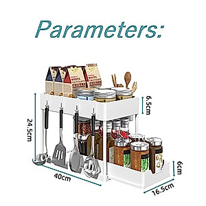 Hoffnugshween Under Sink Organizers and Storage, Slide out Drawer Kitchen Bathroom Under Sink Storage Rack, Bathroom Cabinet Organizer Shelf Baskets 2 Tier Large Capacity (1 Pack) (White)