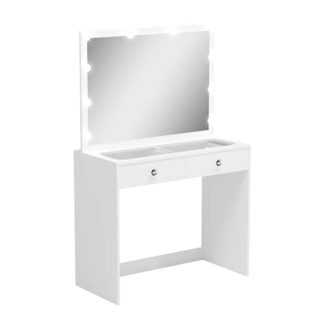 Boahaus Suri Modern Vanity Table, White Finish, Light Bulbs, for Bedroom