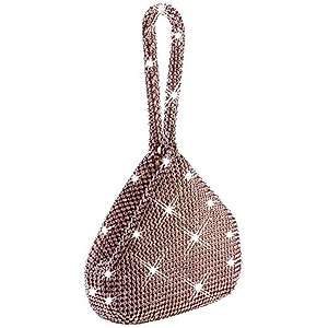 CROWN GUIDE Women's Vintage Evening Bags Clutches Bling Beaded Wedding Party Gowns Formal Prom Purses Handbags With Wristlet Champagne