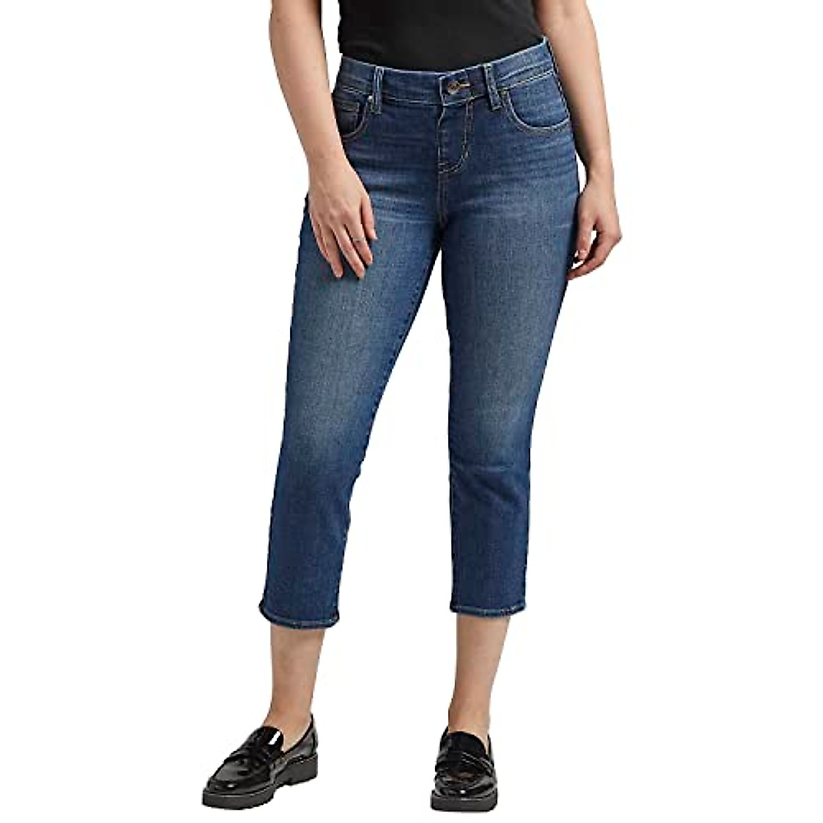 JAG Jeans Women's Petite Maya Mid Rise Capri Jeans, Night Blue