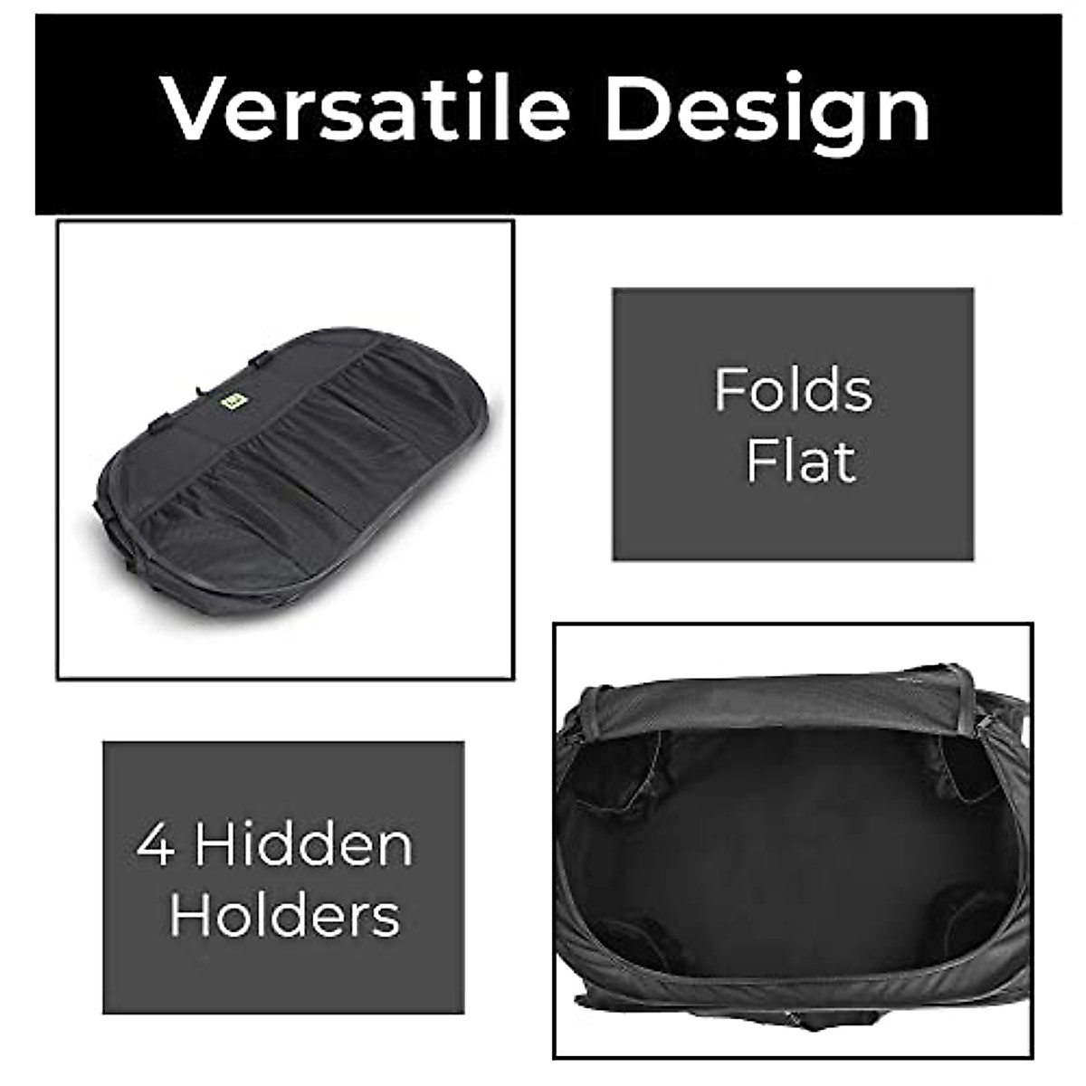 Smart Design Pop Up Trunk Organizer w/ Easy Carry Handles, Side Pockets, & Zipper Top - 23 Inch - Durable Fabric Collapsible Design - Home Organization (Holds 50 lbs.) [Black]