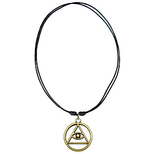 Bijoux de Ja Antique Bronze Eye of God Triangle Circle Charm Pendant Adjustable Cord Necklace 16-32"