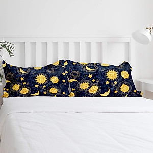 FarmBed Boho Yellow Sun Moon Flowers Stars 3-Piece Bedding Sets Luxury Soft Duvet Cover Queen,Microfiber Bet Comforter Protector with Pillow Shams for Women Men Teens,Bohemian Hippie Art