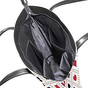 Kuizee Shoulder Bags Tote Casino Playing Cards Poker Handbags PU Leather Decoration Casual School Shopping 15.7In