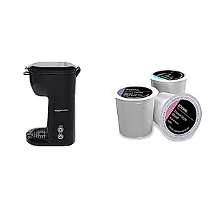Amazon Basics Compact Dual Brew Single Serve Capsule Coffee Maker & Amazon Brand - 100 Ct. Solimo Variety Pack Light and Medium Roast Coffee Pods, Compatible with Keurig 2.0 K-Cup Brewers