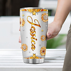 CUBICER Personalized Coffee Tumbler Giraffe Jewelry Style Custom Name Birthday Gifts For Women Girls Mom Grandma Kids Insulated Cup Travel Mug With Lid Cute Stainless Steel Cups