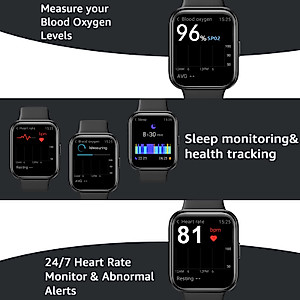 Portzon Smart Watch for iOS and Android Phones, Watches for Men Women IP68 Waterproof Smartwatch Fitness Tracker Watch with Heart Rate/Sleep Monitor Steps Calories Counter