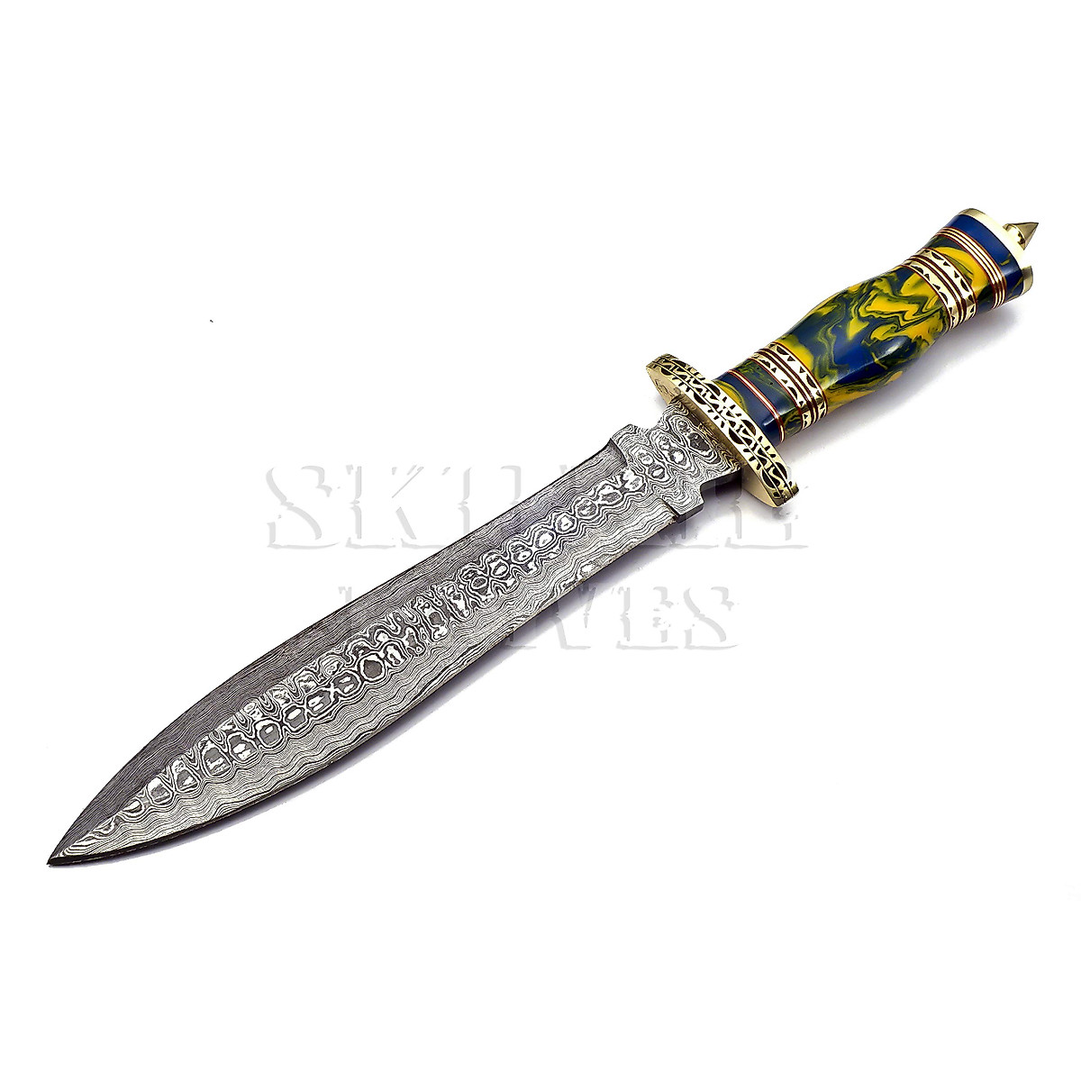 Skokie Knives Custom Hand Made Damascus Steel Hunting Knife Handle Acrylic