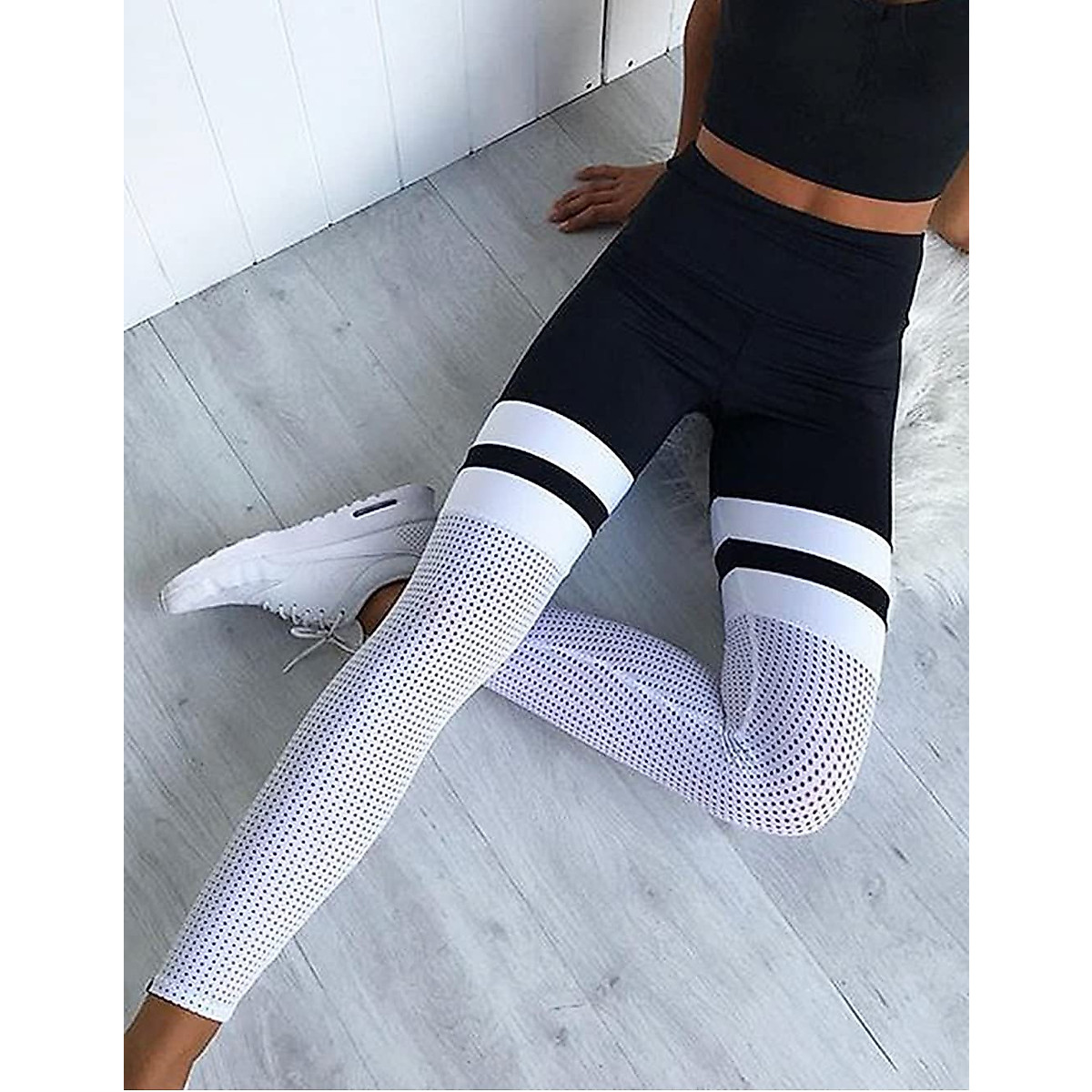 CROSS1946 Scrunch Butt Lift Leggings for Women Workout Yoga Pants Ruched Booty High Waist Seamless Leggings Compression Tights (#C-Black-Striped,S)