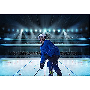 Baocicco 10x6.5ft Hockey Stadium Backdrop Vinyl Photography Background Ice Rink Stage Lights Shiny Halos Stadium Spotlight School Sports Meeting Activity Children Adult Portrait Photo Studio