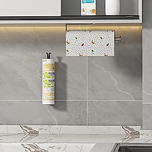 Adhesive Black Paper Towel Holder Under Cabinet Single Hand Operable Paper Towel Dispenser Wall Mount for Kitchen Tissue Holder