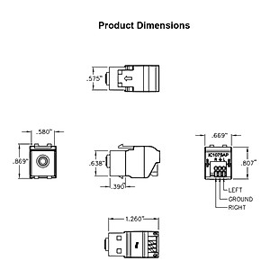 ICC 3.5 mm Stereo Audio Coupler Module with Push-pin, White, Single